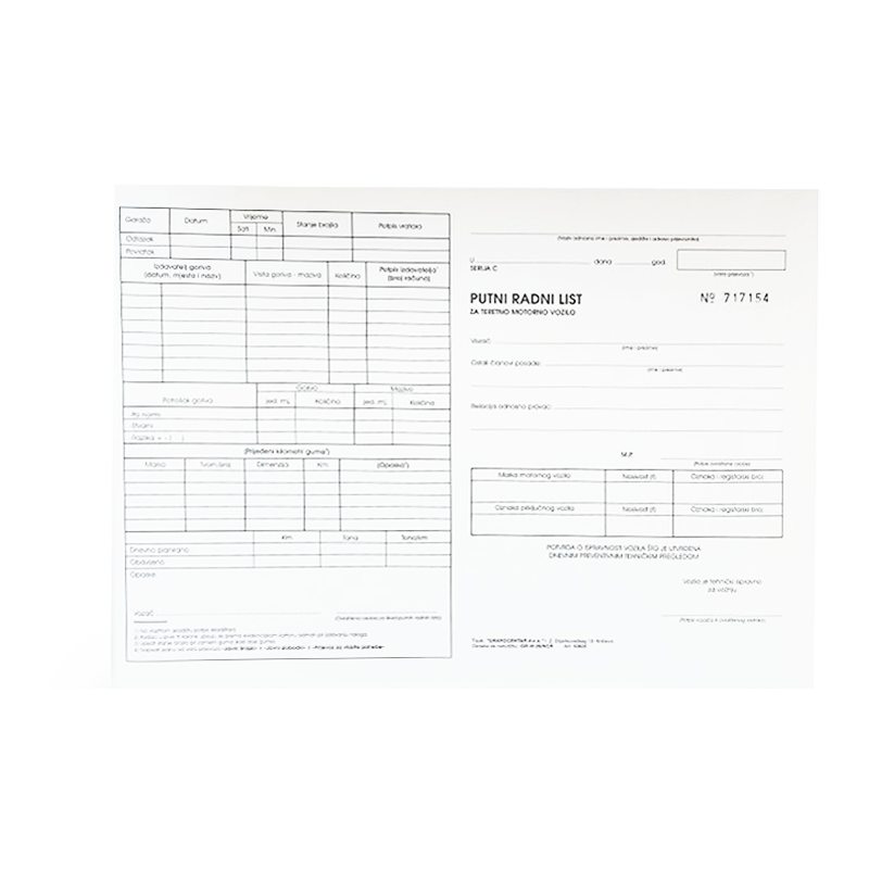 Obrazac VI-26/NCR Putni radni list F | ROG
